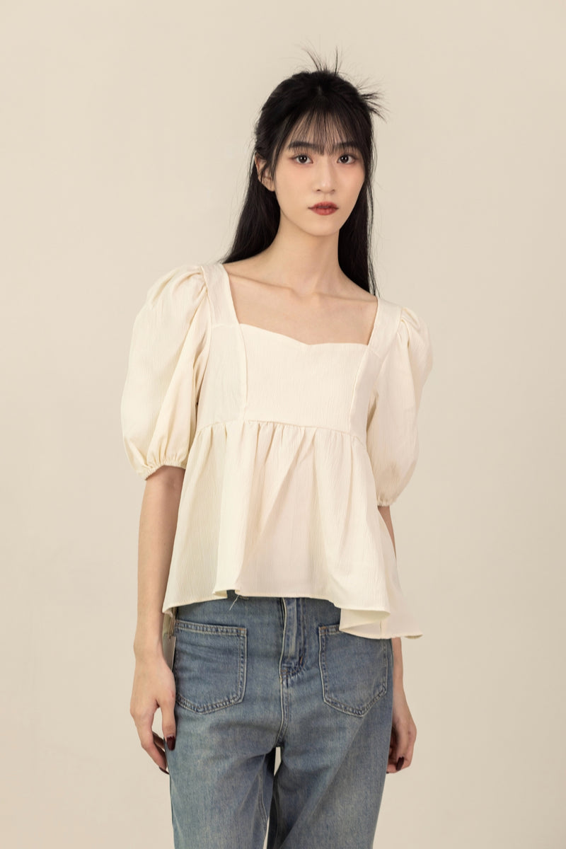 DOVE PUFF SLEEVE BABYDOLL TOP [CREAM] – Tayle Label