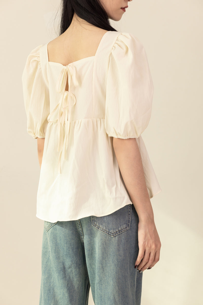 DOVE PUFF SLEEVE BABYDOLL TOP [CREAM] – Tayle Label